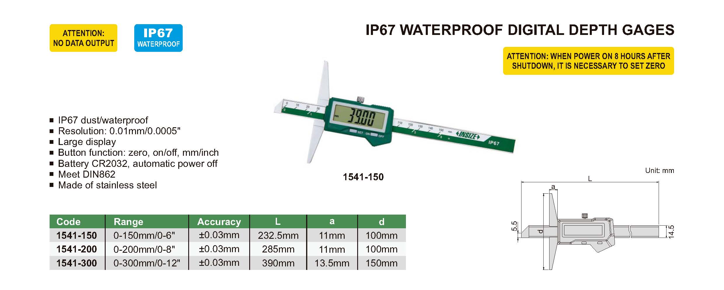 IP67 Waterproof Digital Depth Gages - INSIZE INDIA LLP